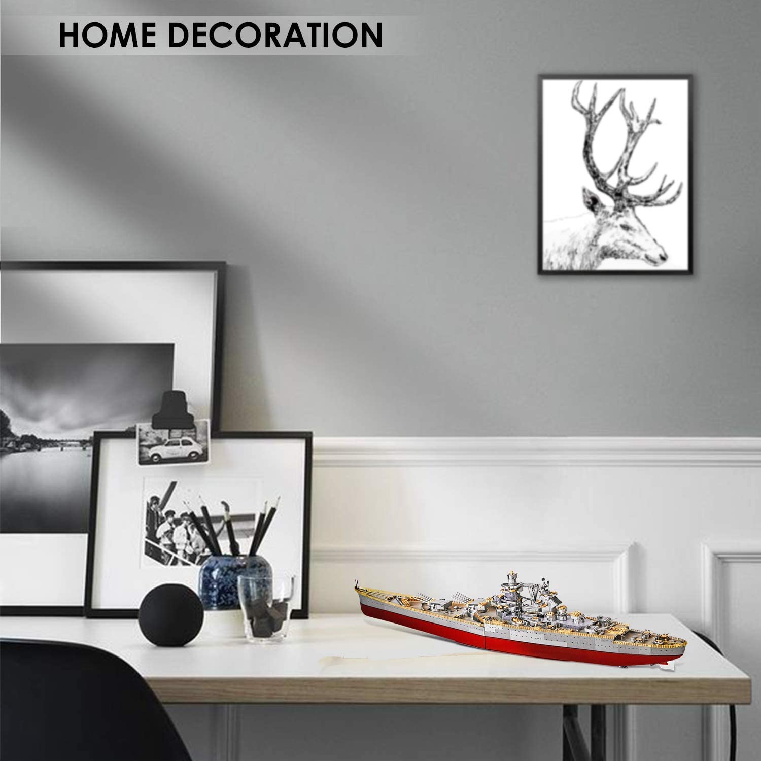 Piececool 3D Metal Puzzles for Adults, Richelieu Battleship Model Kits, Military Watercraft Warship Models Building Kit DIY 3D Puzzles for Anxiety Relief Toys, Great Gift Ideas -300 Pcs