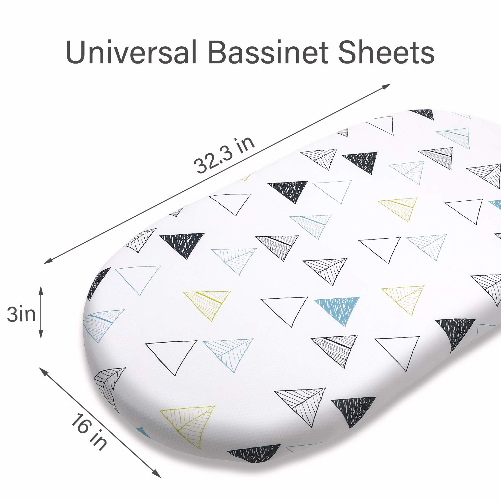 Bassinet Sheets Set for Baby Boy & Girl,Super Soft Breathable Halo Bassinet Fitted Sheets,Universal Cradle Sheets and Bassinet Pad/Mattress 3 Pack"Feather"