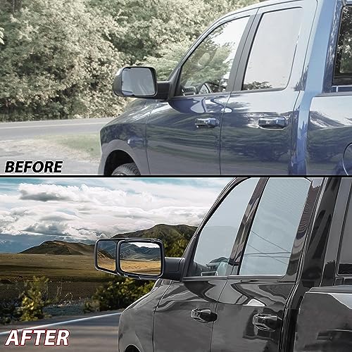Clip On Mirror Extension for Ram 1500, KEWISAUTO Snap & Zap Towing Side Mirror Extensions Towing Clip on Exterior Rearview Mirror Extend Cover for 2009-2017 Dodge Ram 1500 2500 3500 Accessories