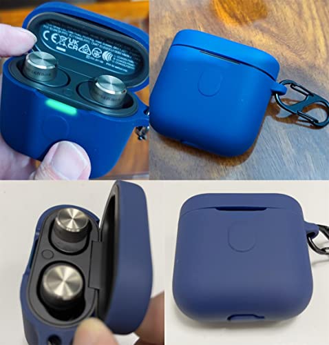 DAYJOY Soft Silicone Protective Case Cover Compatible with B&W/Bowers&Wilkins PI7/PI5 S2 Earbuds, Protective Skin Sleeve with Key Chain (Blue)