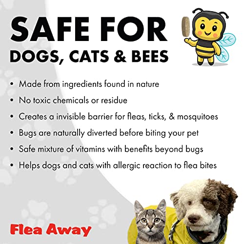 Flea Away All Natural Supplement for Fleas, Ticks, and Mosquitos Prevention for Dogs and Cats, 100 Chewable Treat Tablets, Single