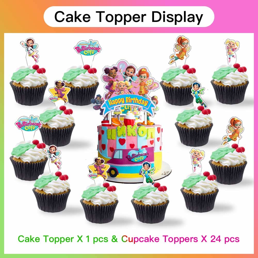 Butterbean's Cafe Party Supplies Birthday Decorations Plates Banner Kids Cake Toppers Set Decorations Decor