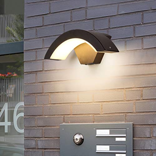 Mobestech Modern Arc Shape 12W Outdoor Light Sense Wall Light Waterproof Garden Courtyard Lamp for Home Farmyard Balcony Aisle Corridor ( White )