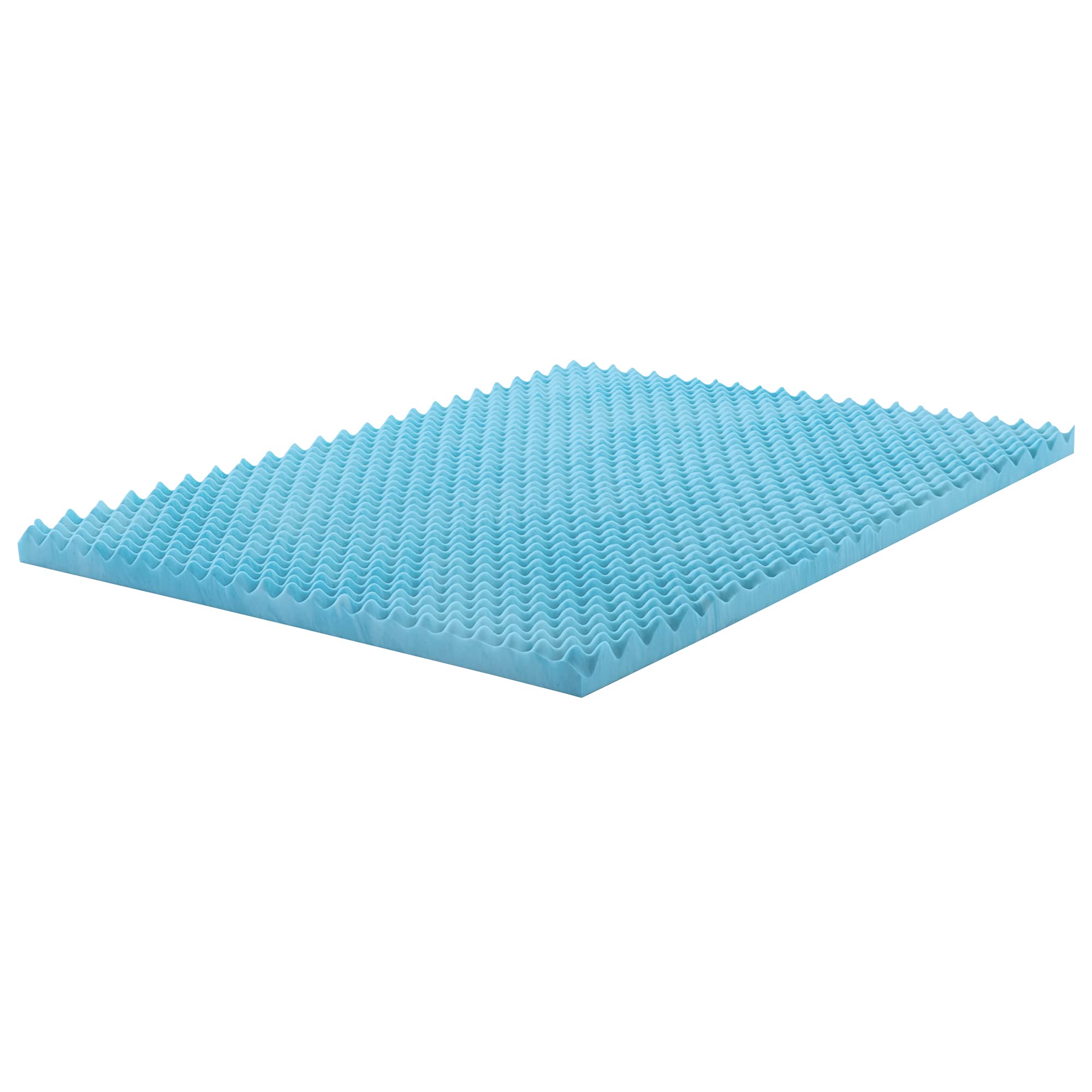 Greaton, 1-Inch Premium Convoluted Gel Memory Foam Toppers for Enhanced Comfort and Support, Full, Blue