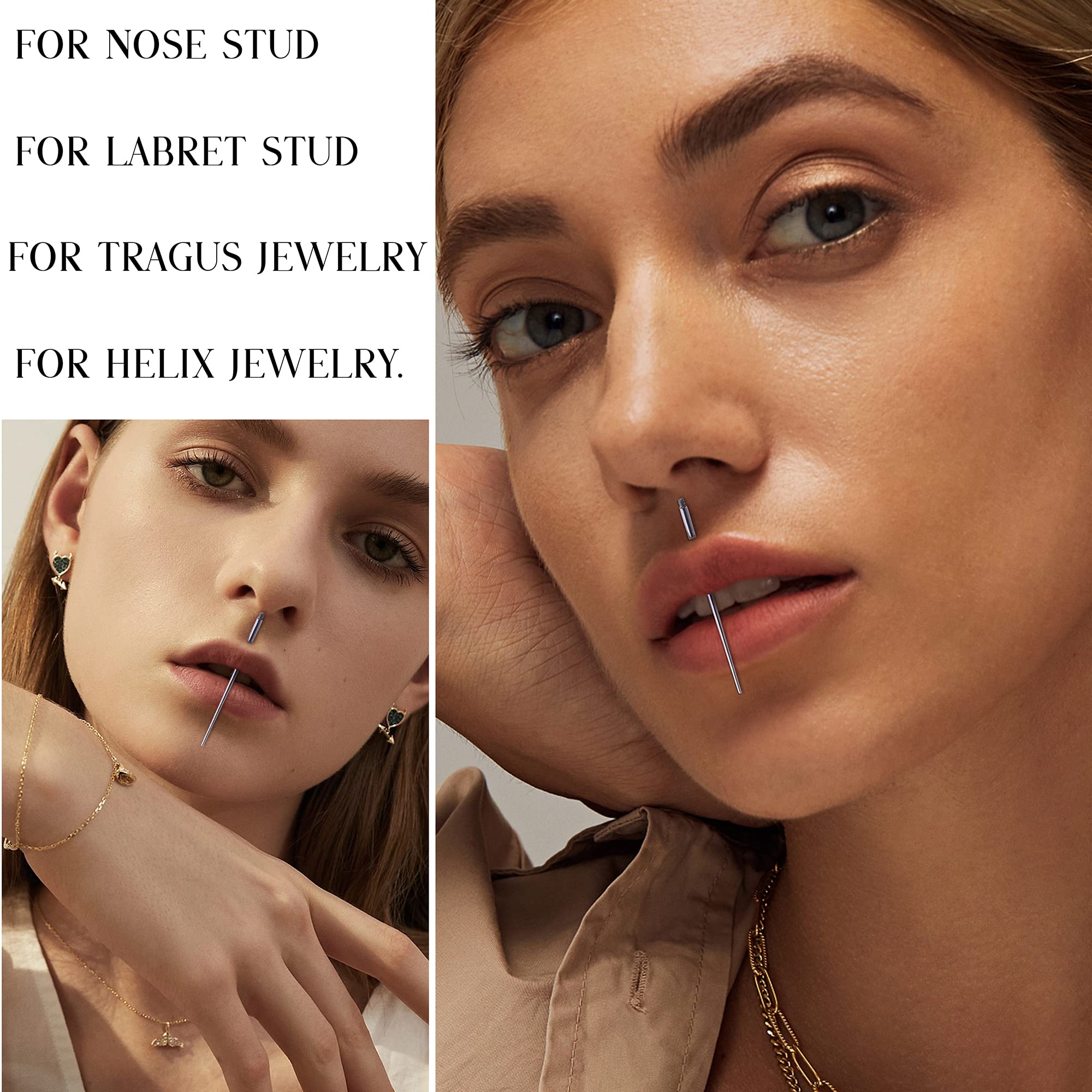Besteel Piercing Taper 14G 16G 18G 316L Stainless Steel Taper Insertion Pin for Ear/Nose/Navel/Nipple/Lip/Eyebrow Stretcher Body Piercing Stretching Kit Assistant Tool External Thread Bar