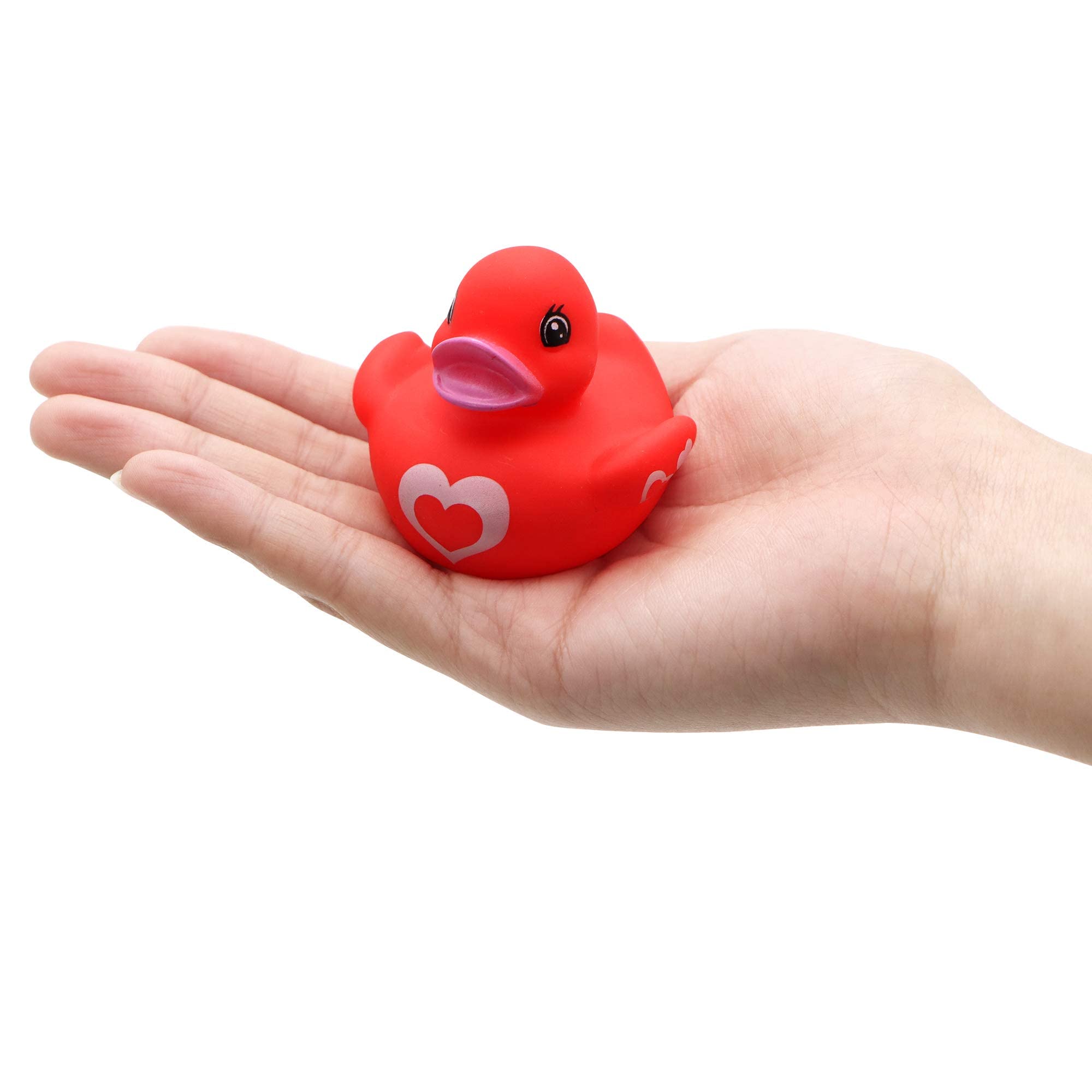 JOYIN 28 Pack Valentine’s Day Gift Cards with Gift Mini Rubber Duck Bath Toys for Classroom Exchange Prizes, Valentine Party Favors Toys