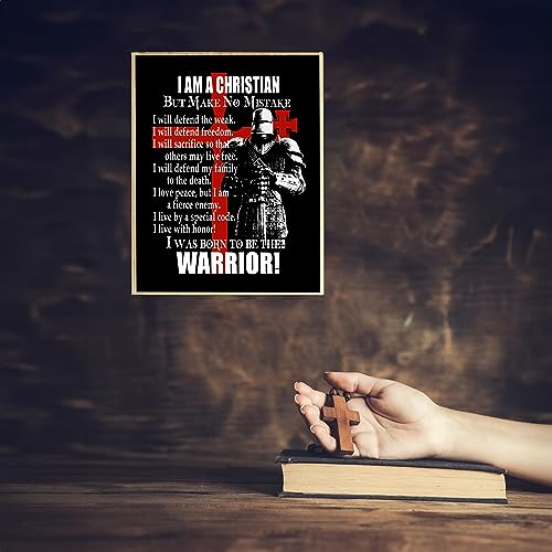 Christian Warrior - Christian Wall Decor Print, Bible Soldier Cross Inspirational Wall Art, Vintage Motivational Faith Gift For Living Room Decor, Office Decor, Church, or Desk Decor, Unframed - 11x14