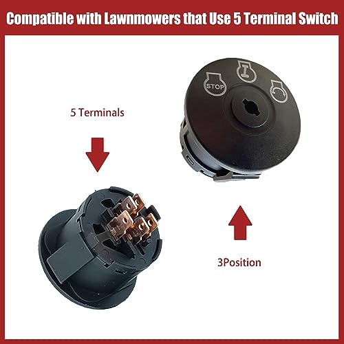 H-Jun Ignition Switch 3 Position with Key for Cub Cadet, MTD, Troy-Bilt, Husqvarna, Craftsman, Delta, JD Riding Lawn Mower, 725-04228, 925-04228