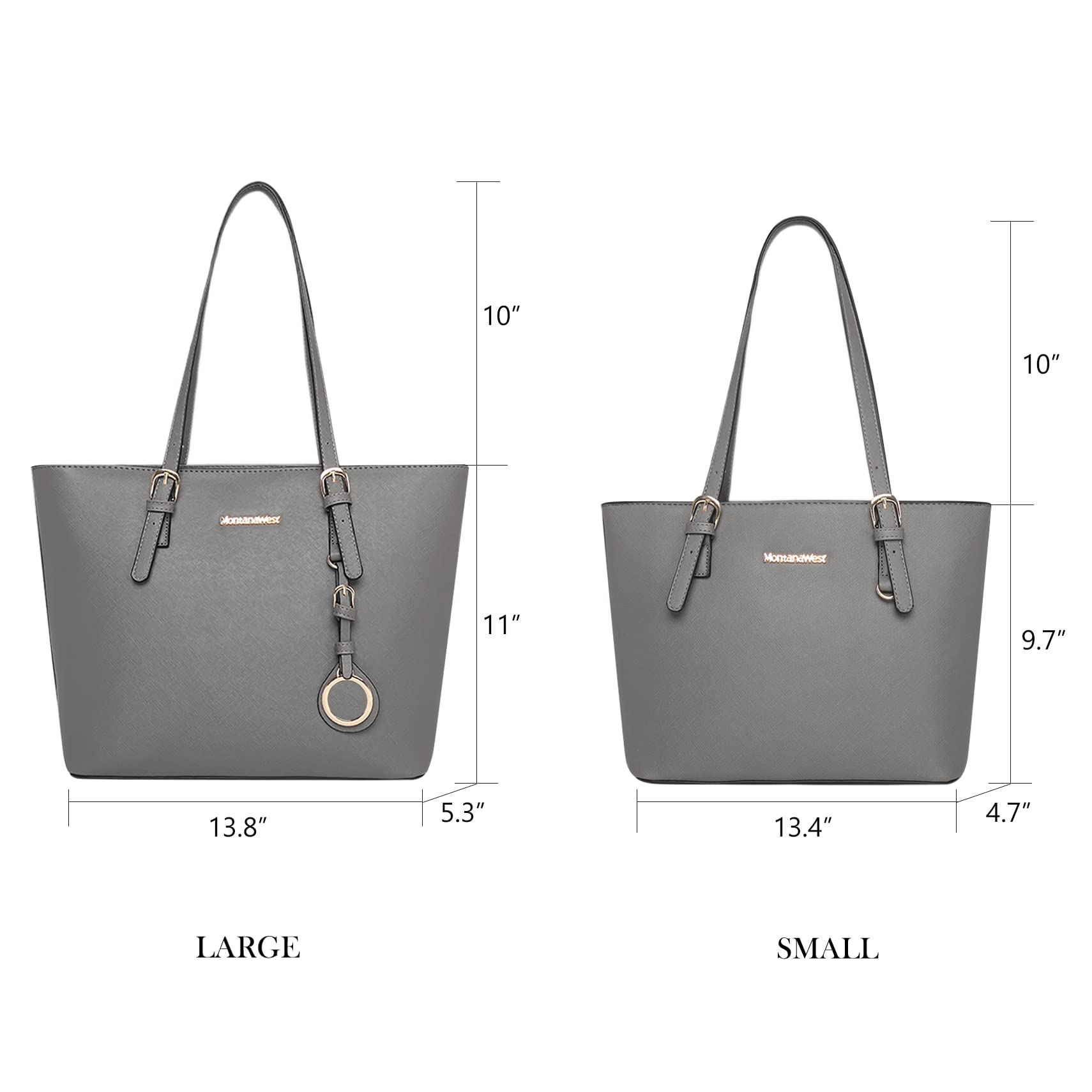 Montana West Tote Handbag for Women Vegan Leather Shoulder Bag Large and Medium 2PCS Purses Set MWC2-030GY