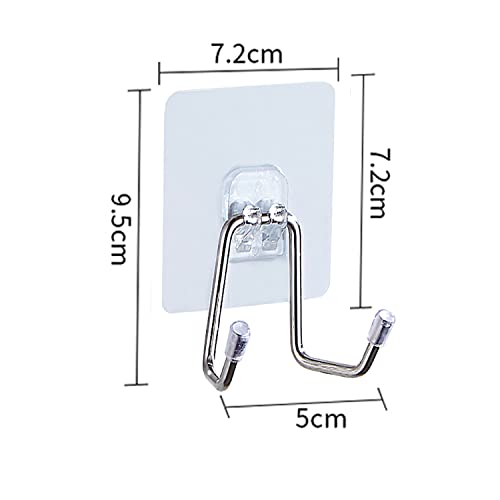DASITON Large Adhesive Hooks 22Ib(Max) Utility Hooks Double Hook Towel and Coats Hooks,for Home Kitchen Bedroom Bathroom Office Ceiling (8Pack)