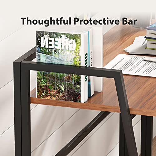 Eureka Ergonomic 41 inch Folding Table Home Office Collapsible Desks Study Writing Computer Folding Desks for Small Spaces Free Assembly, Walnut