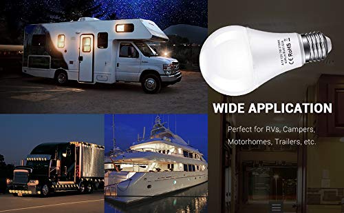 BAYSHE 12V LED Light Bulb 60Watt Equivalen E26 7W 630Lm 12 Volt Low Voltage Lights AC/DC 11-18V A19-12volt RV Marine Boat Landscape Lighting- 6 Pack(2700K Warm White)