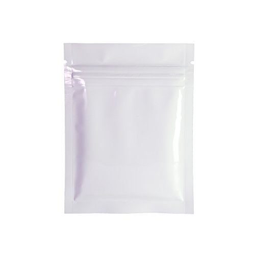 QQ Studio 100x Premium Smell Proof Food Safe Double-Sided Color Mylar Foil Flat Heat Sealable Sample Ziplock Bag 7.5x10cm (3x4") (White)