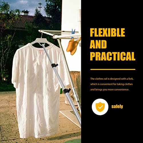 Clothes Line Retractable Pole with Hook and Handle Reach Stick Closet Pole Telescoping Pole for Clothes Shutter Closet Curtain Shelf Ceiling Retractable Clothesline Indoor