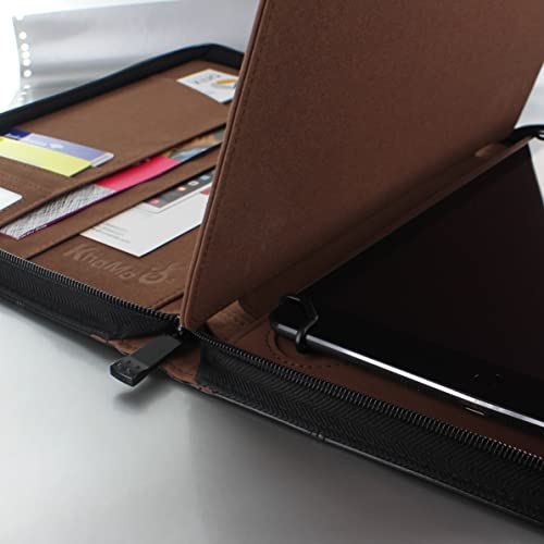 KHOMO Universal Padfolio Case - Portfolio Organizer for Tablet 8.5 up to 11 inch –PU Leather Notebook Pad Holder Folder for iPad, Air, Pro & Others