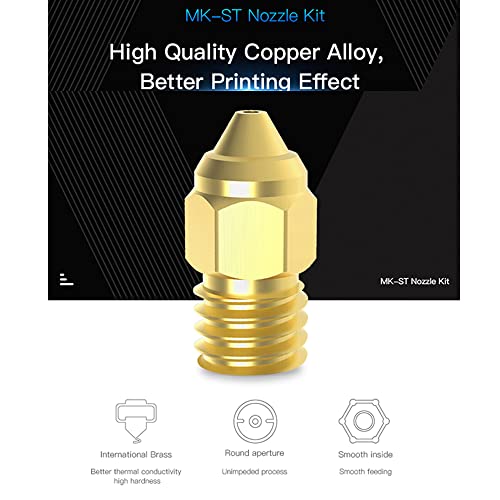 Creality Official Ender 3 S1 Nozzles, 5PCS 0.4mm MK Brass Nozzle for Ender 3 S1 Pro/Ender 3 S1 Plus Sprite Extruder and Extruder Nozzle of Ender 2 Pro/Ender 3 Neo/Ender 3 V2 Neo/Ender 3 Max Neo