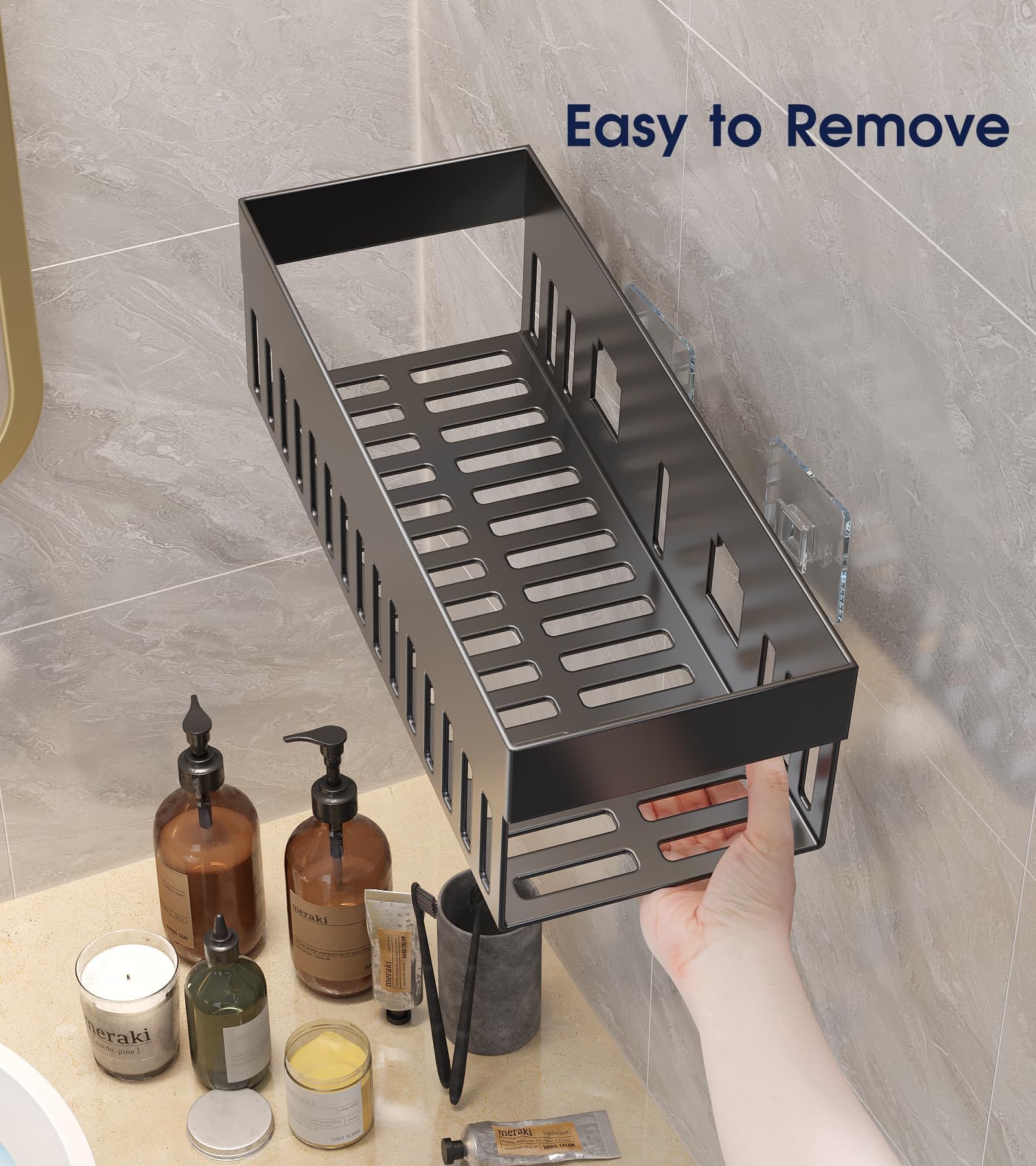Solidhouse Shower Caddy, 2 Pack Shower Organizer Drill-Free Adhensive Shower Shelf for Inside Shower, Never Rust Aluminum Large Capacity Hold up to 40 Lbs for Bathroom Organization and Storage