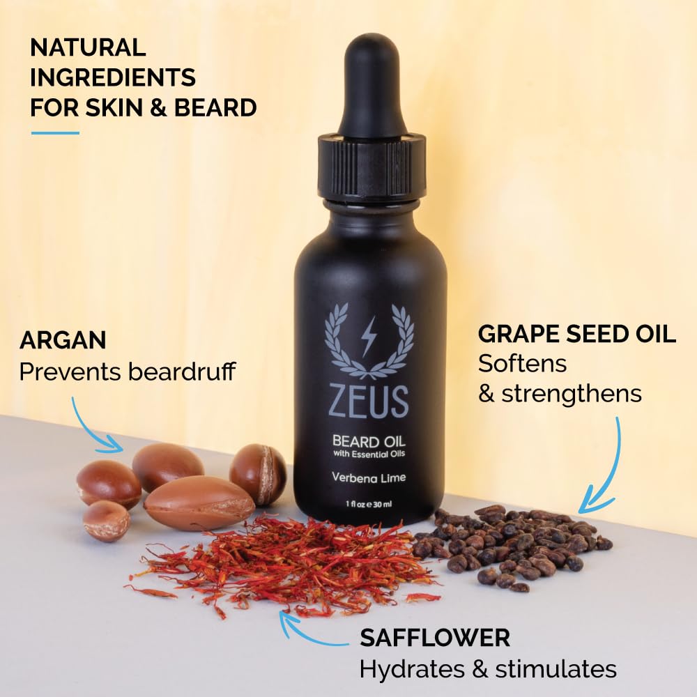 ZEUS Natural Beard Oil, Premium Conditioning Beard Oil to Soften Beard & Mustache β MADE IN USA (Vanilla Rum) 1 oz.