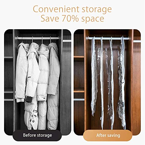 Clothes Storage Bags 2 PCS Hanging Vacuum Storage Bag Reusable Vacuum Storage Bag Can Be Used for Dresses, Coats, Down Jackets and Other Clothes
