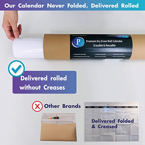 Dry Erase Two Month Laminated jumbo Wall Calendar, 38" x 50", Huge bimonthly Vertical Laminated Erasable White Board, Giant 60 day Family Whiteboard Schedule Planner, Large Multi Month Reusable Poster