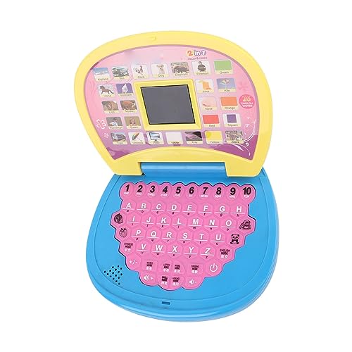 DAUZ Childrens Laptop Toy Interactive Brain Training Kids Educational Multifunctional Kids Indoor LED Screen Toy (Yellow Blue)
