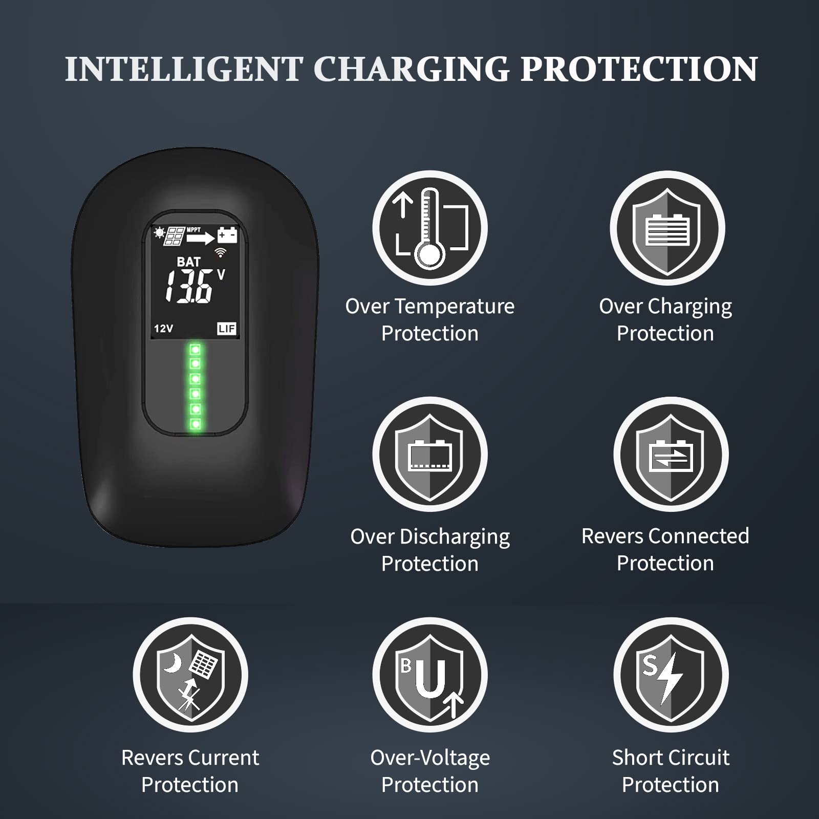 Beleeb MPPT Bluetooth Solar Charge Controller 12V 10 Amp, Voltage Adjustable Solar Panel Regulator with APP for Sealed Flooded Gel AGM Lithium LiFePO4 User-Customized Battery Charging