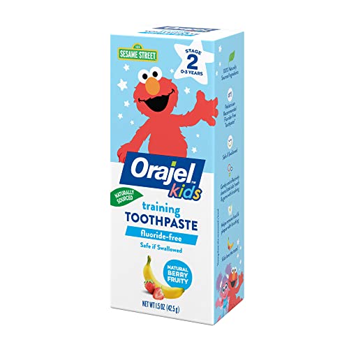 Orajel Kids Elmo Training Toothpaste Fluoride-Free; #1 Pediatrician Recommended Fluoride-Free Toothpaste*, 1.5oz Tube