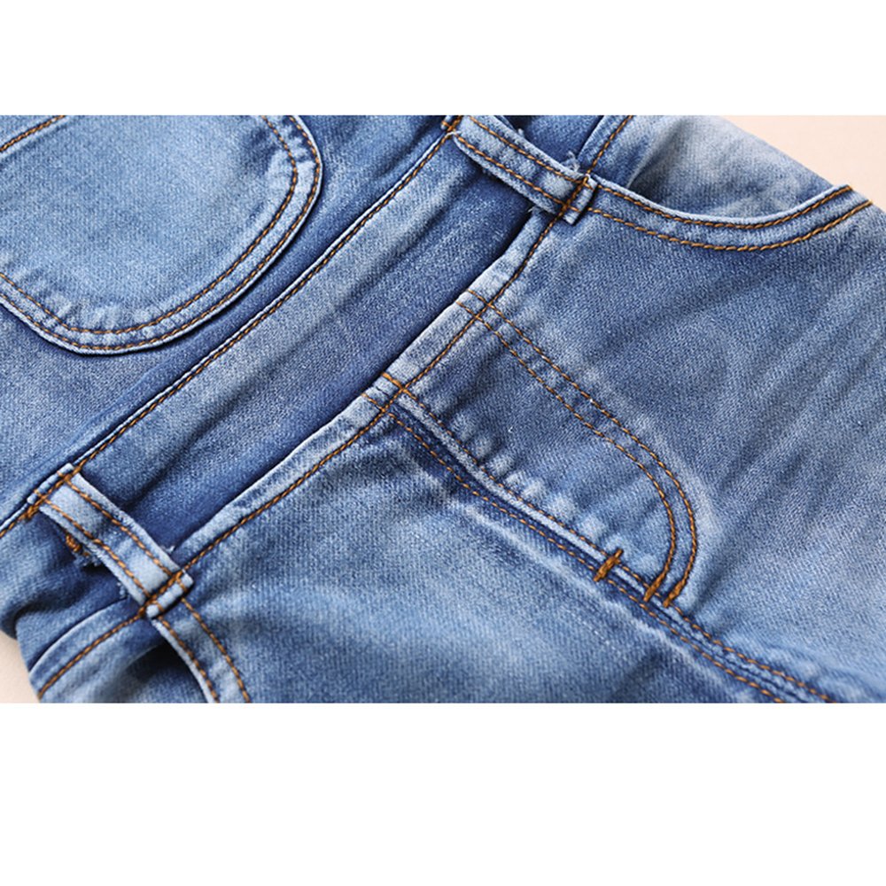 KIDSCOOL SPACE Baby & Little Boys/girls Plaid Lining Denim Overalls Jeans,Light Blue, 6-12 Months