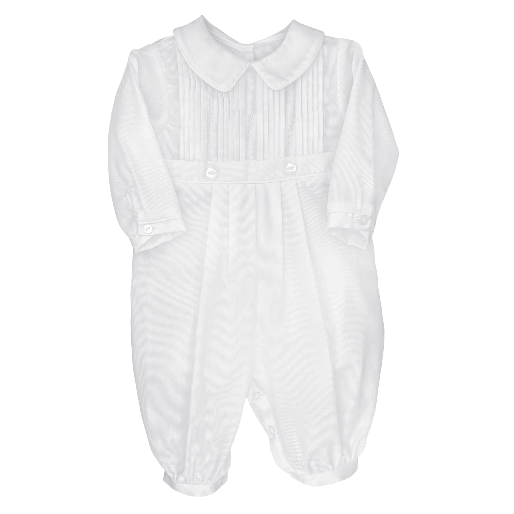 Petit Ami Baby Boys' Pique Christening Longall with Hat, 9 Months, White