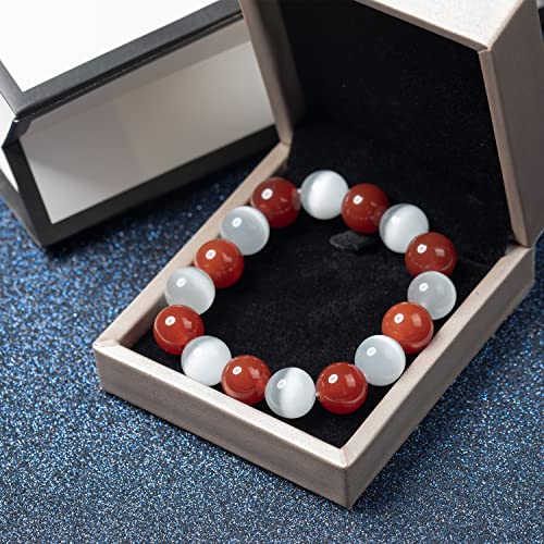BESTMVP Agate Cat Eye Crystal Natural Stone Relax Anxiety Crystal Beaded Men Women Stretch Bracelet Unisex