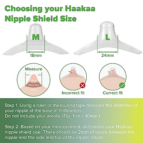 haakaa Nipple Shields for Nursing Nipple Shield for Breastfeeding with Storage Case Ultra-Thin Food-Grade Silicone (24mm, 2pk)