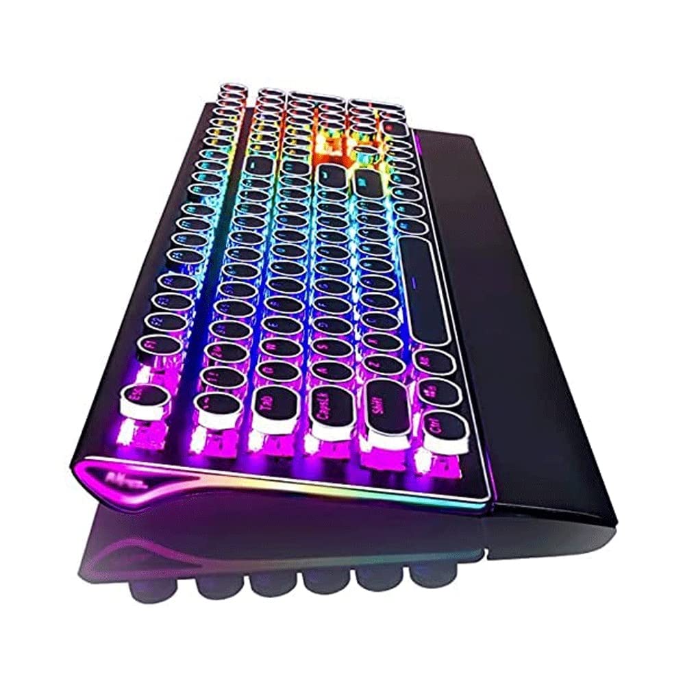 MZLXDEDIAN Gaming Keyboard, RGB Backlit Keys, Spill-Resistant, Customizable Dedicated Multi-Media Gold