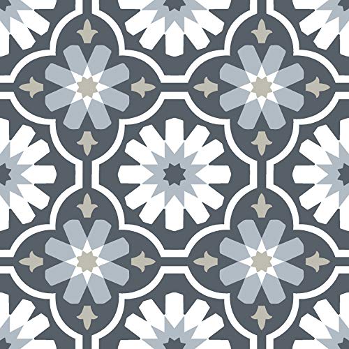 FloorPops FP2944 Sevilla Peel & Stick Floor Tiles, Multicolor & FP2475 Gothic Peel & Stick Floor Tiles, Black