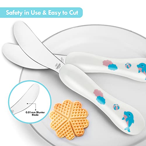 Lehoo Castle Toddler Utensils Kids Silverware, 6pcs Safety Stainless Steel Toddler Fork Spoon Knife Set, Children Flatware Set, Safety Utensils for Toddler and Children