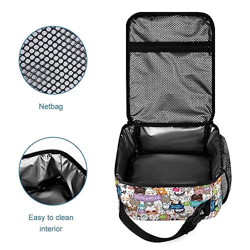 DTCCET 3PCS Cute Cat Backpack Set, Classic Daypack Stylish Kitty Laptop Bag with Lunch Bags, Lightweight Colorful Cat Shoulders Backpack(Cute Cat)