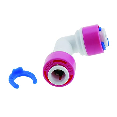 Check Valve ZZHXSM 2pcs 1/4" to 1/4" One Way Push Fit Elbow Quick Connect Check Valves Non Return RO Pure Water Reverse Osmosis System Plastic Pipe Connector