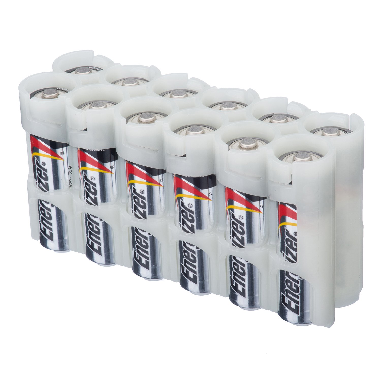 Storacell 12AAMS by Powerpax AA Battery Caddy, Glow-in-the-Dark Moonshine, Holds 12 Batteries
