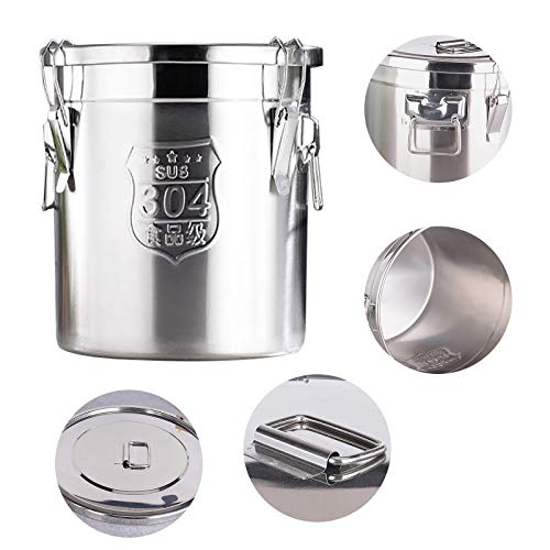 DNYSYSJ Airtight Canister, Stainless Steel Canisters, Rice Cereal Grain Container With Lid for Household Kitchen Milk Oil Sugar Storage Rice Bucket (6L(1.58Gal))