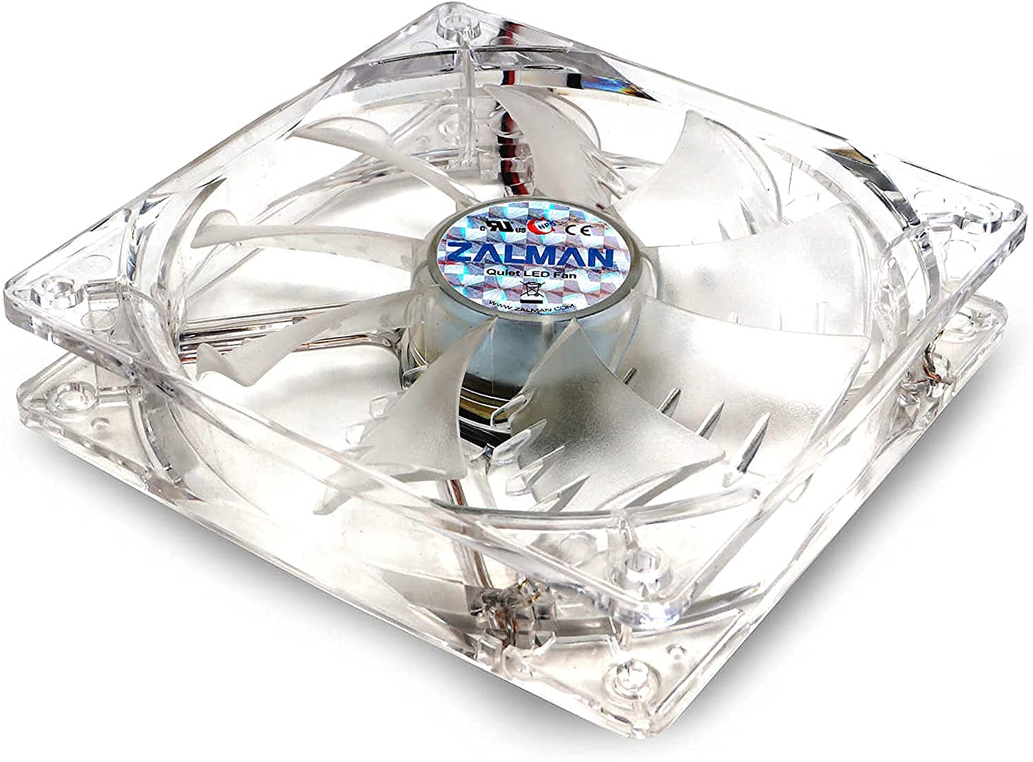 Zalman Ultra Quiet ZM-F2 92mm Blue LED Shark Fin Blade Case Fan Cooling, White ZM-F2 LED (SF)