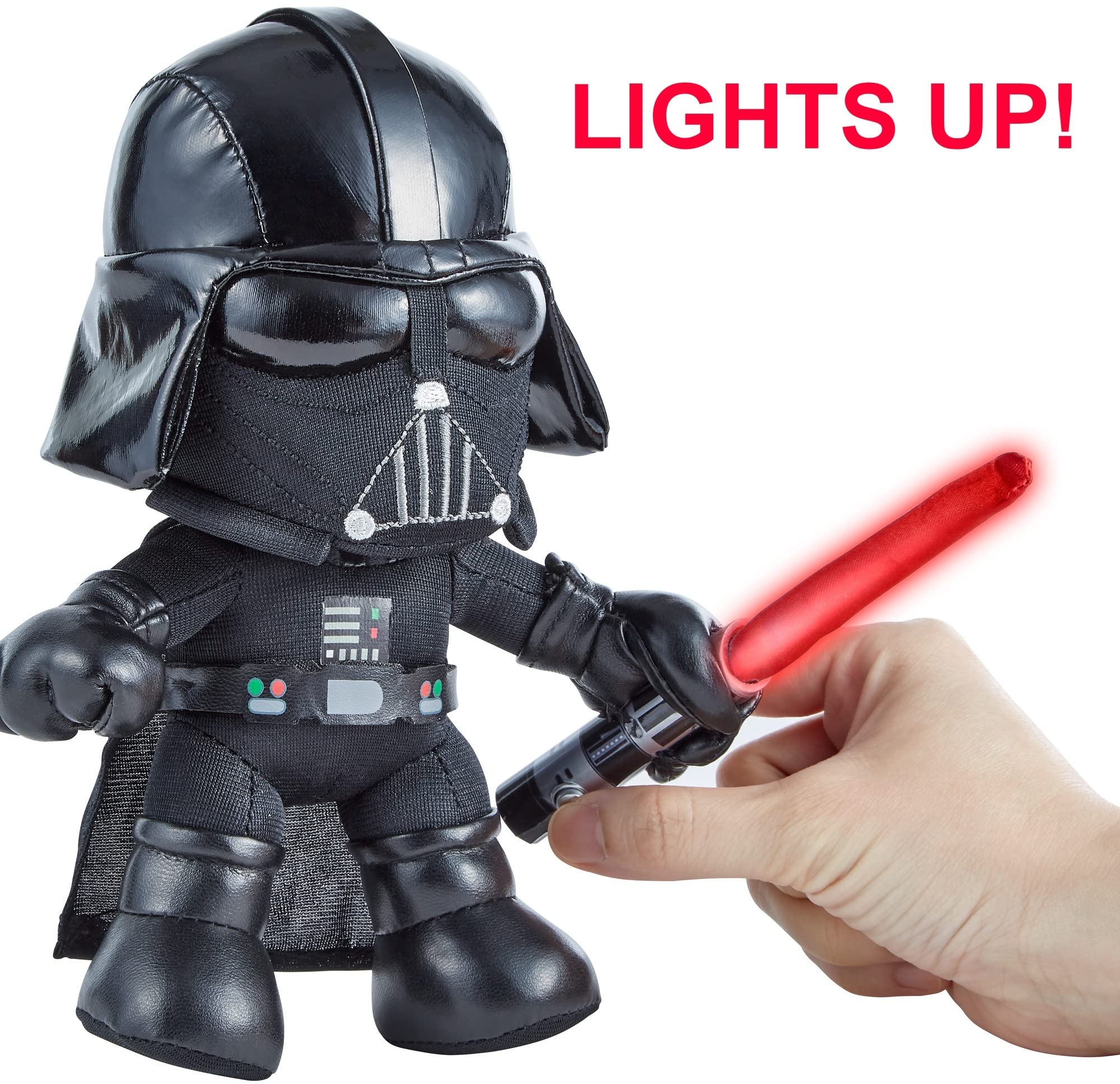 Mattel Star Wars Plush 6-inch Figure 2-Pack, Luke Skywalker vs Darth Vader, Lightsaber Duel Set of 2 Soft Dolls with Light-up Weapons