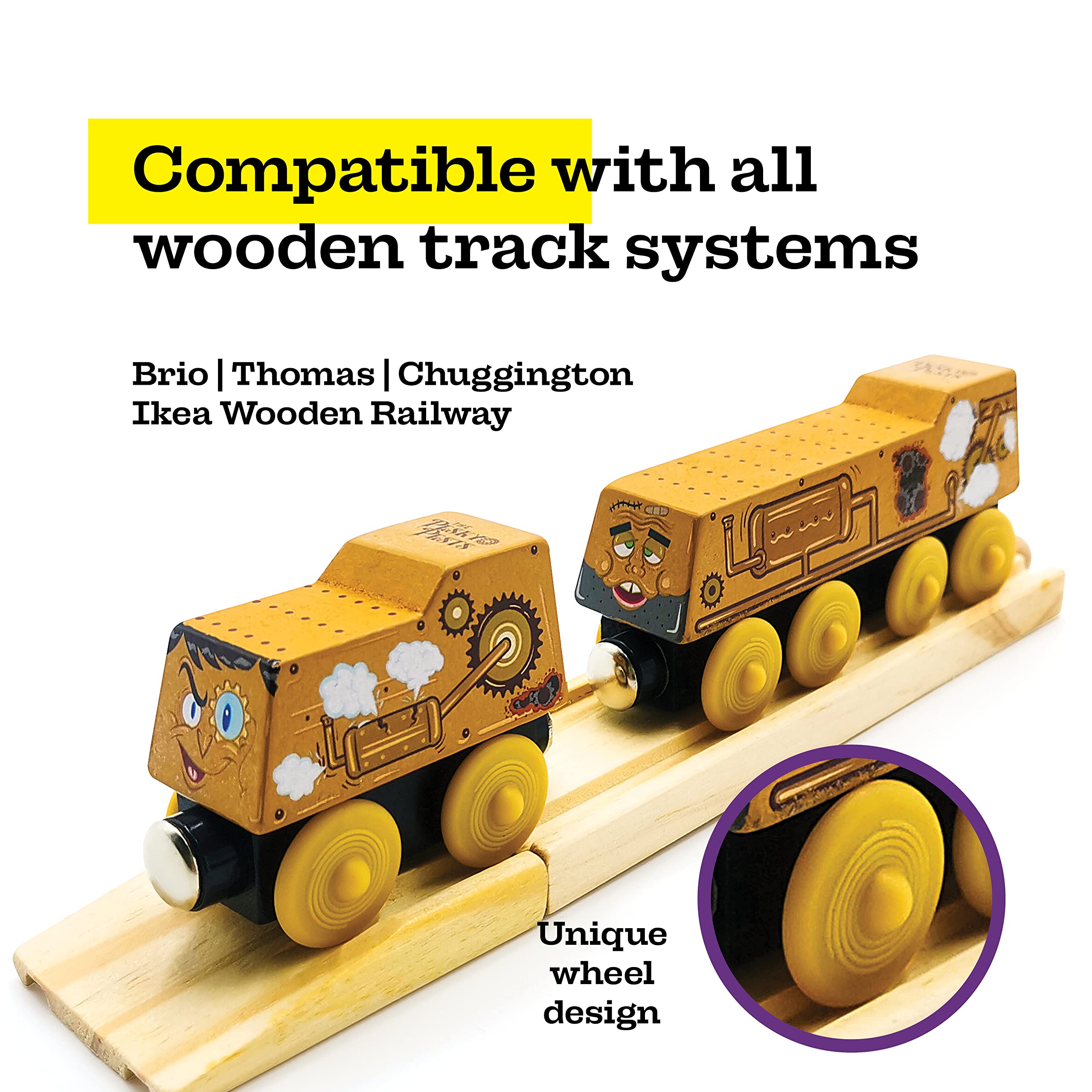 Zany Trains Series 1 - Wooden Train Set with Cargo - Compatible with All Wooden Train Sets - Wooden Train Cars (The Pesky Pests)