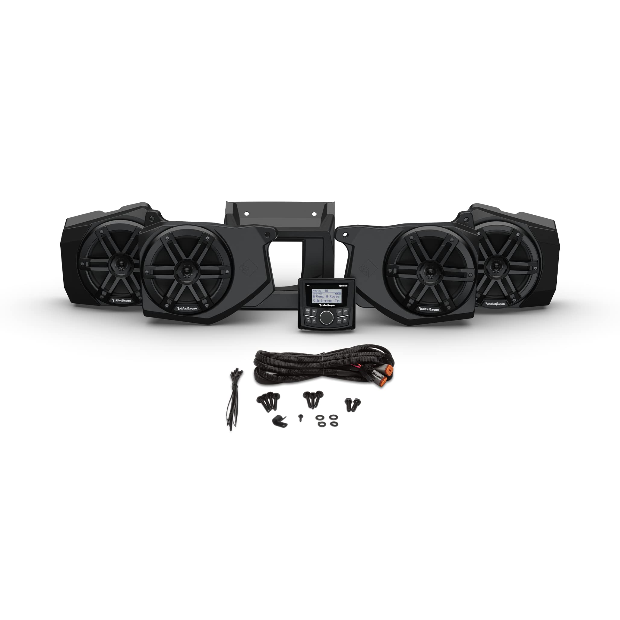 Rockford Fosgate RNGR18-STG2 Audio Kit: PMX-1 Receiver, M0 Series Front & Rear Speakers for Select Polaris Ranger Models (2018-2022)