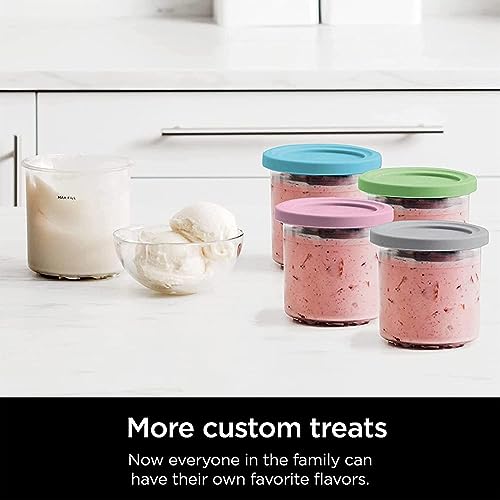 EVANEM 2/4/6PCS Creami Containers, for Ninja Creamy Pints and Lids,16 OZ Creami Deluxe Pints Reusable,Leaf-Proof Compatible NC301 NC300 NC299AMZ Series Ice Cream Maker,Blue-2PCS