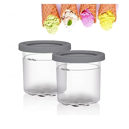 EVANEM 2/4/6PCS Creami Deluxe Pints, for Ninja Creami Deluxe Pints,16 OZ Ice Cream Container Reusable,Leaf-Proof Compatible NC301 NC300 NC299AMZ Series Ice Cream Maker,Gray-6PCS