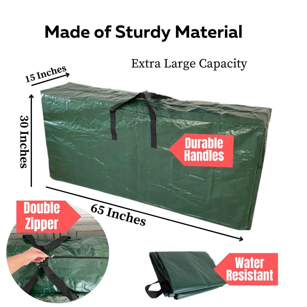 Evelots Christmas Tree Storage Bag - Fits 9 Ft Artificial Trees - Plastic Water Resistant Christmas Tree Bag - Strong Durable Handles Green