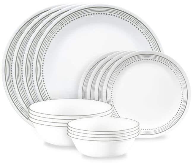 Corelle® Mystic Gray 16-piece Mugless Dinnerware Set, Service for 4