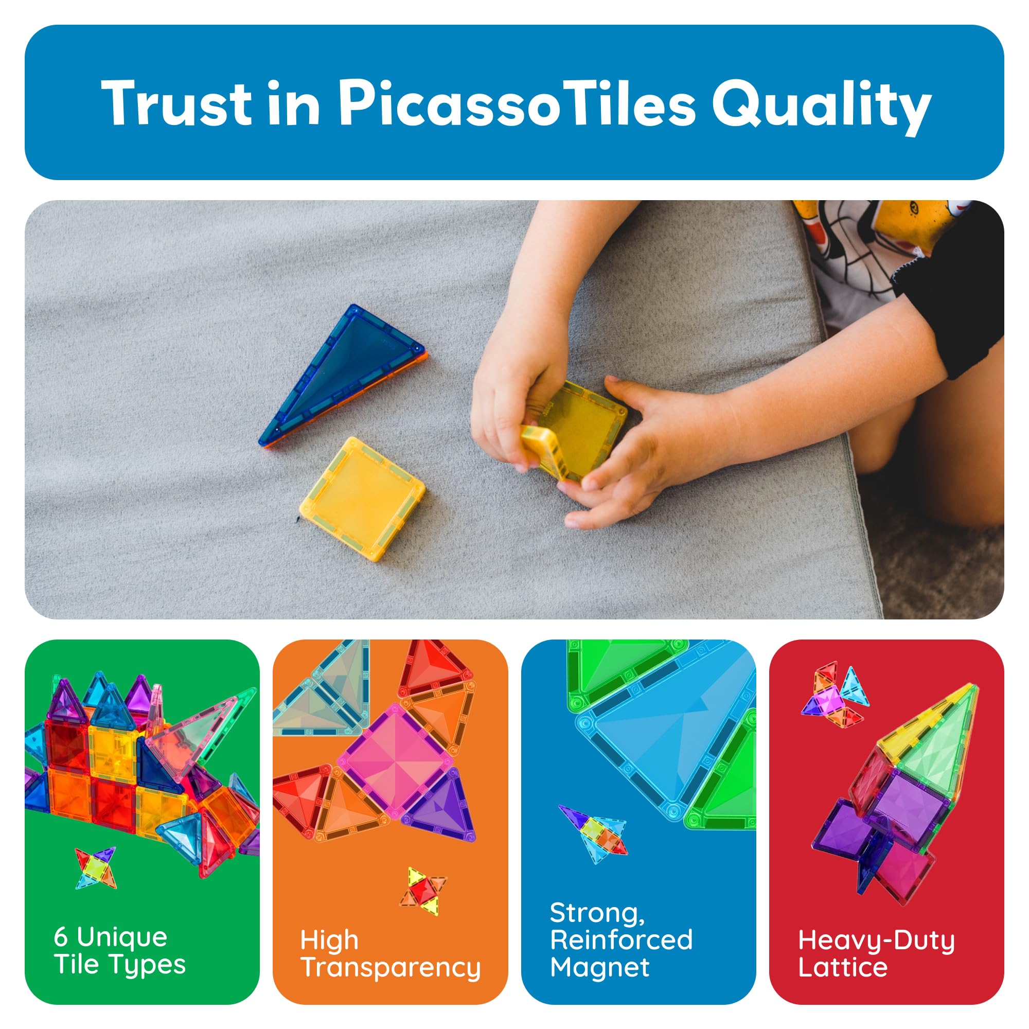 PicassoTiles 120 Piece Magnetic Building Block Mini Diamond Series Travel Size Magnet Construction Toy Set STEM Learning Kit Educational Playset Child Brain Development Stacking Blocks PTM120