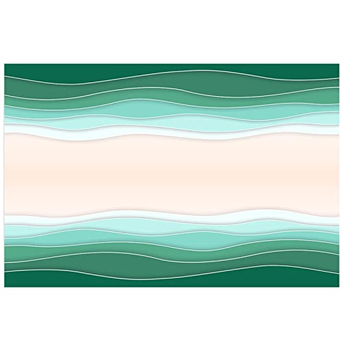 Aquarium Background Ombre Geometric 20.4x36.4 inch Fish Tank Background PVC Fish Backdrop Wallpaper for Background Aquarium Green Gradient Abstract Art Stripes Curves