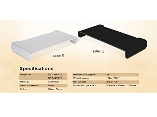 SilverStone Technology Aluminum Unibody Monitor / iMac Stand, Silver (MR01S)