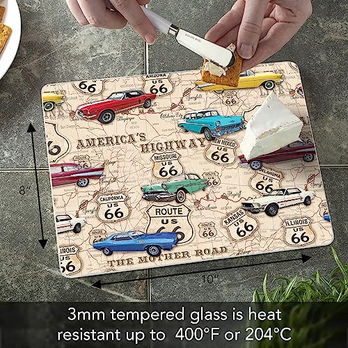 CounterArt Route 66 Map 3mm Heat Tolerant Tempered Glass Cutting Board 10β x 8β Manufactured in the USA Dishwasher Safe